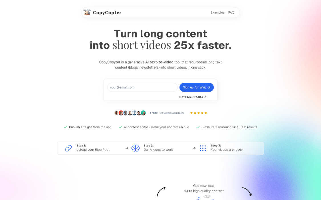 CopyCopter：AI短视频生成工具，一键将文章转为短视频 – AI-人工智能-1ai.net