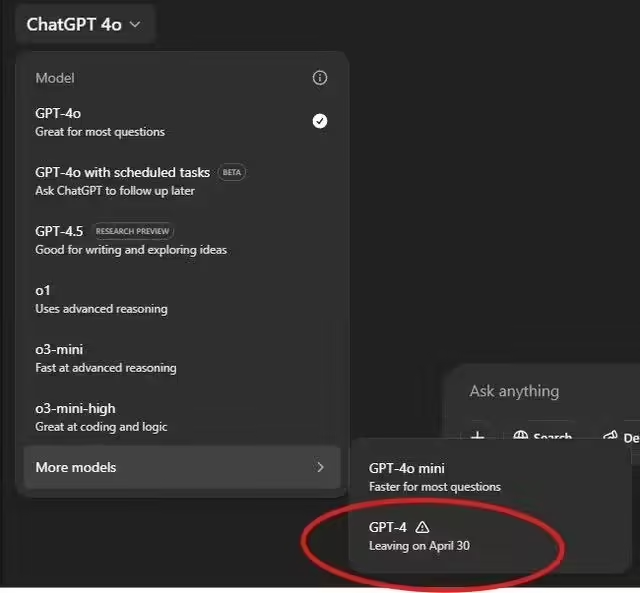 OpenAI Announces ChatGPT to Discontinue GPT-4 Models from April 30, Fully Upgrade to Version 4o ...