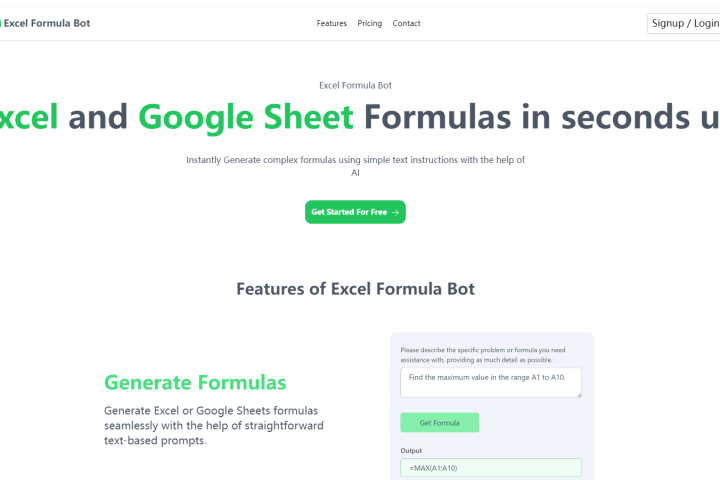 Excel Formula Bot：从文本指令智能生成Excel公式的AI助手 – AI-人工智能-1ai.net