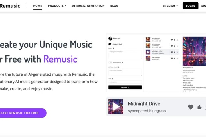Remusic：一款免费的AI音乐、歌曲生成工具，一键生成自己独有的歌曲和音乐 – AI-人工智能-1ai.net