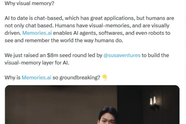 Memories AI携全球首个人工智能视觉记忆模型亮相 – AI-人工智能-1ai.net