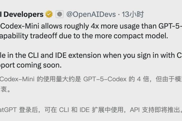 OpenAI 推出 GPT-5-Codex-Mini：“经济高效型”AI 编程模型 – AI-人工智能-1ai.net